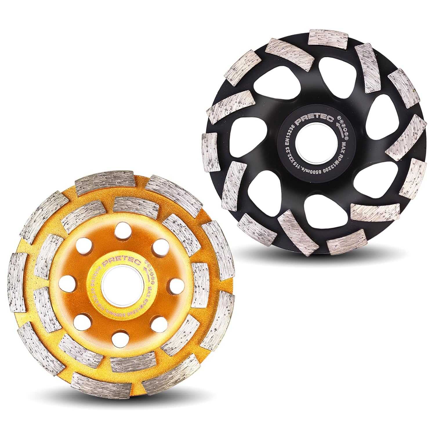 4 1/2 inch Concrete Grinding Wheel, 2 Packs 14-Segment Turbo Row & 18 ...